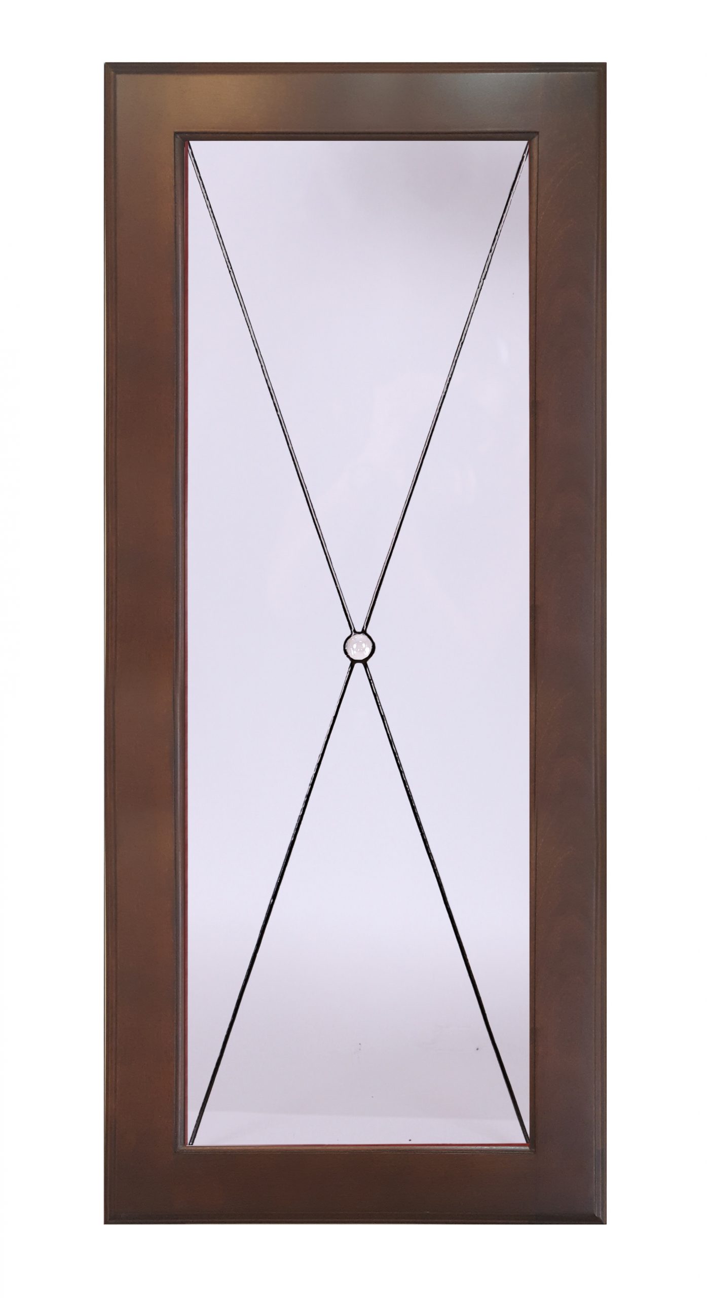 Custom Decorative Glass Cabinet Insert with Center Glass Gem Accent